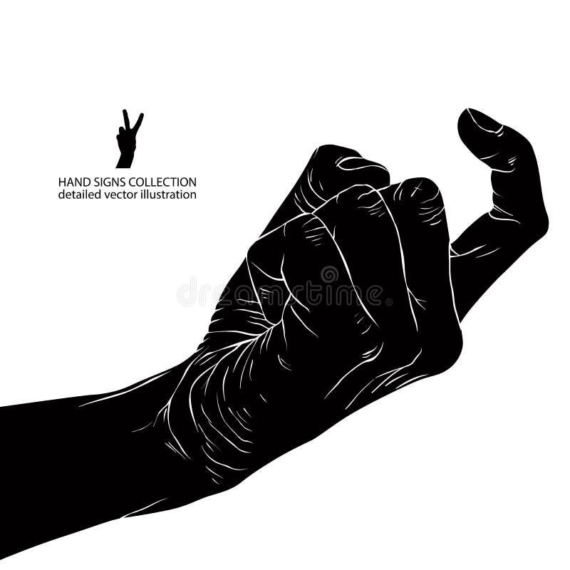 Come on Hand Sign, Detailed Black and White Vector Illustration. Stock ...