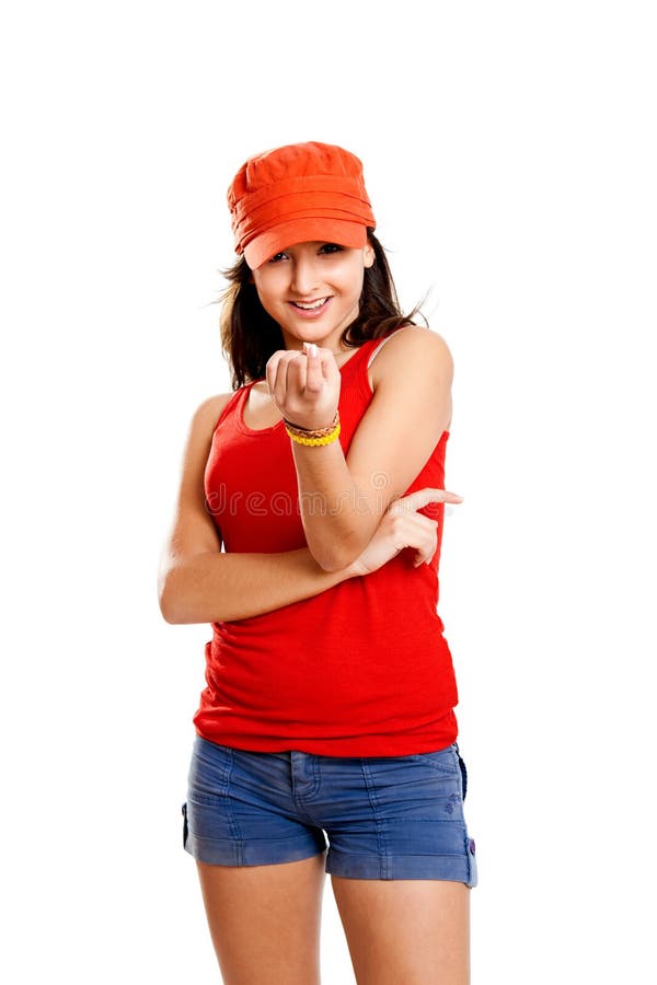 Come here stock image. Image of female, expression, cute - 13235283