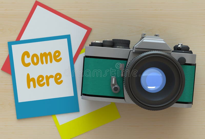 Come Here, Message on Photo Frame Stock Illustration - Illustration of ...