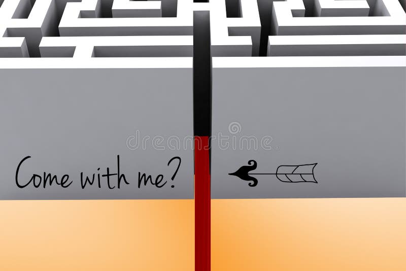 Come with Me Text Over Maze Entrance Stock Illustration - Illustration ...