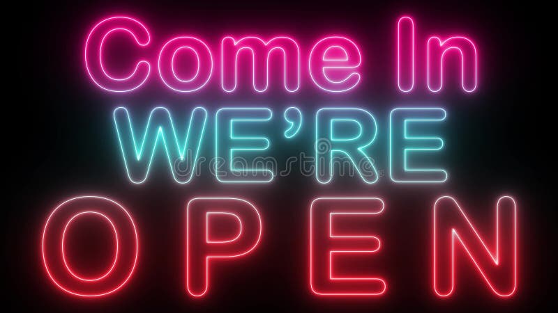 We`re Open Neon Sign Background Seamless Looping Stock Footage - Video ...