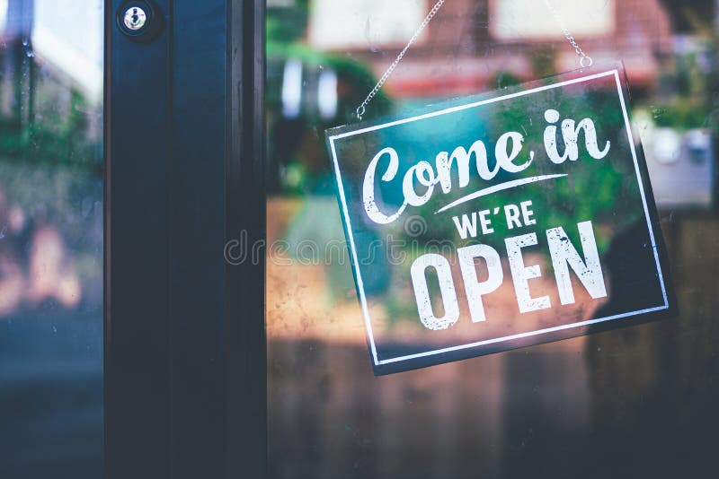 Come in we Re Open, Vintage Black Retro Sign Stock Photo - Image of ...