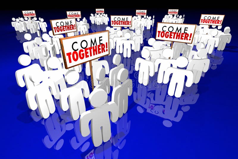 Come Together People Gathering Signs Stock Illustration - Illustration ...