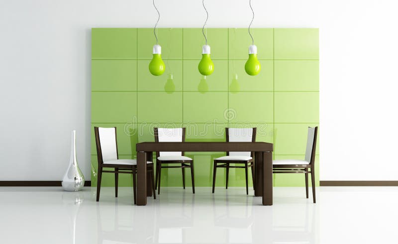 Comedor Moderno Verde Con El Vector De Madera Foto de archivo - Imagen ...