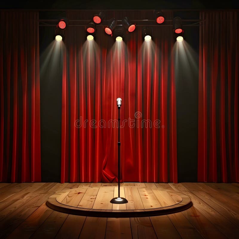 A Comedy Club with a Microphone Stock Photo - Image of background ...