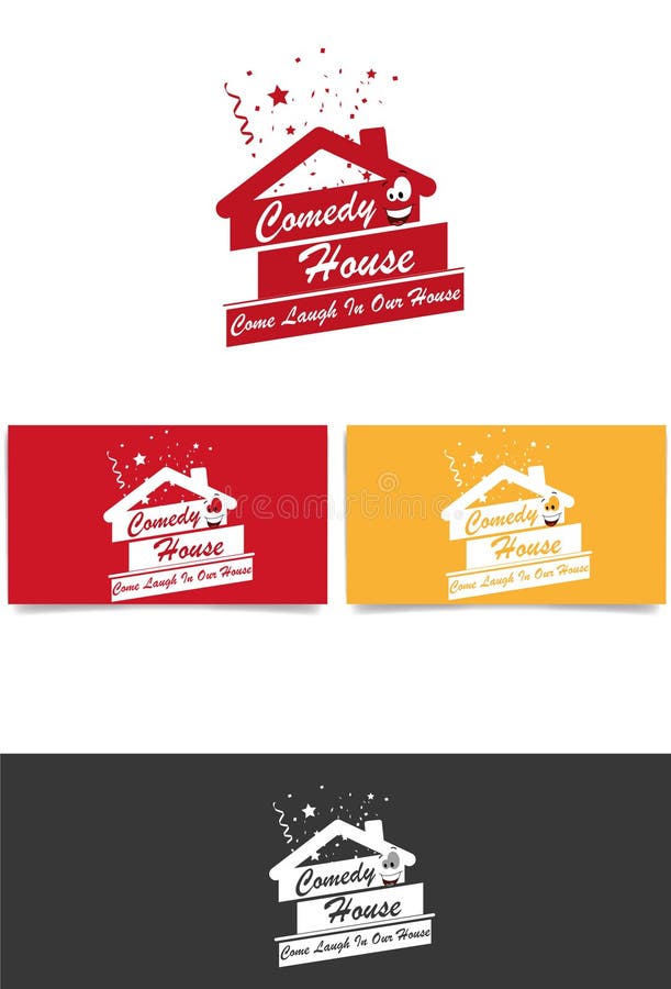 Comedy House Logo Template, Home Symbol with Laugh Face, Vector ...