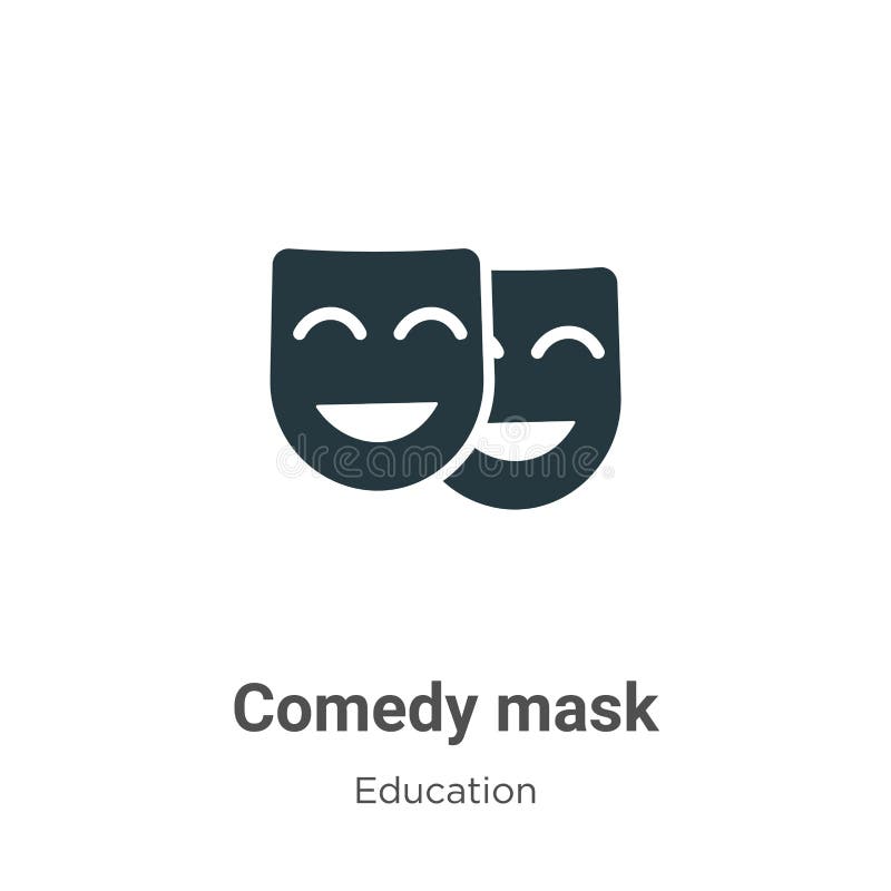 Comedy Mask Vector Icon on White Background. Flat Vector Comedy Mask ...