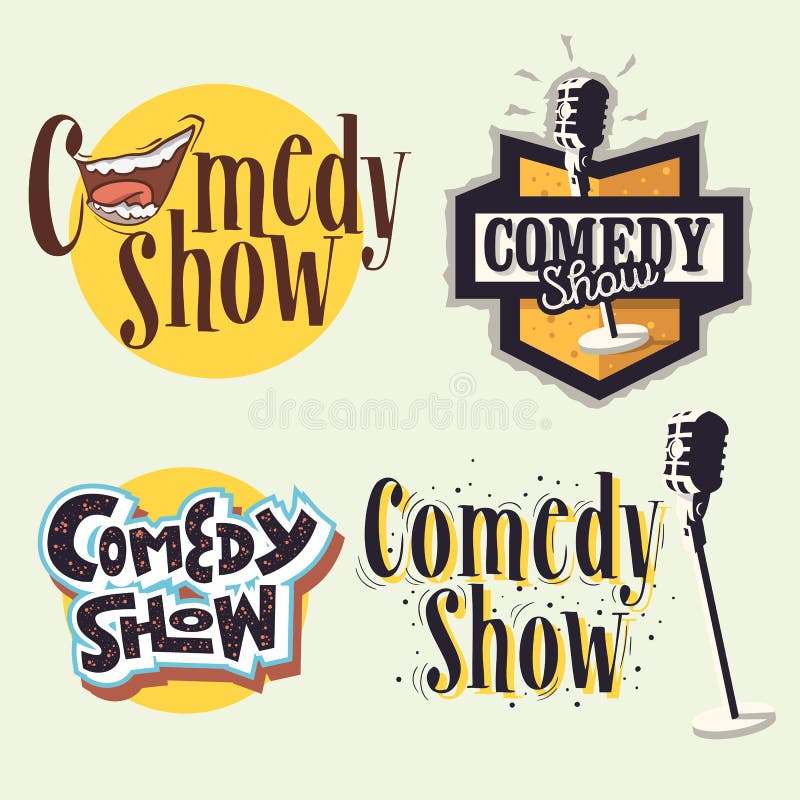 Comedy Show Comedian Hand Lettering Vectorillustraties Set Designs ...