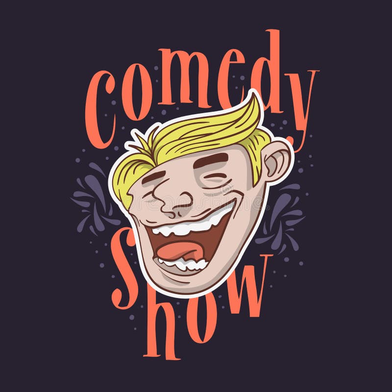 Comedy Show Logo with a Smiling Laughing Face Vector Image. Stock ...