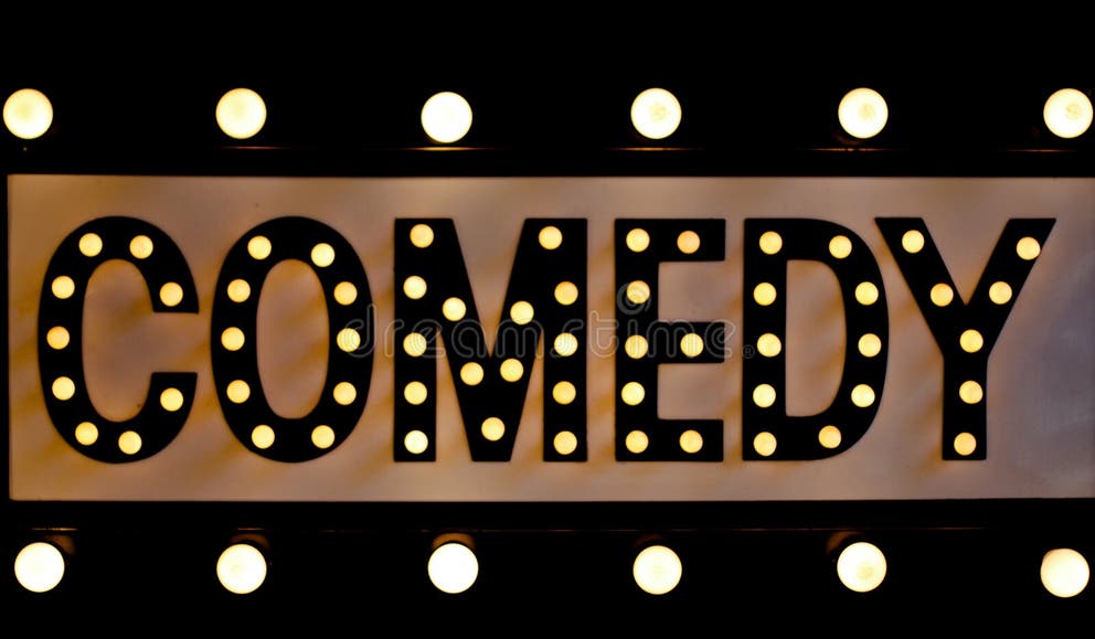 Comedy sign in lights stock image. Image of border, rust - 10939035