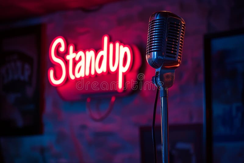 A Comedy Stage Highlighted by a Bright Spotlight Features a Classic ...