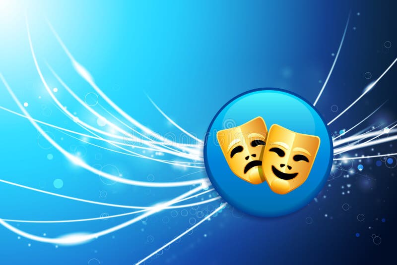 Comedy and Tragedy Button on Blue Abstract Light Background Stock ...
