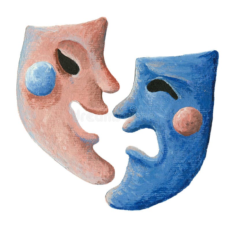 Comedy and Tragedy Theater Masks Stock Illustration - Illustration of ...