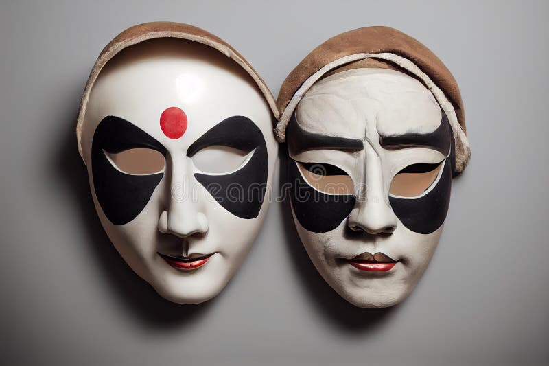 Comedy and Tragedy Theatrical Mask. Stock Illustration - Illustration ...
