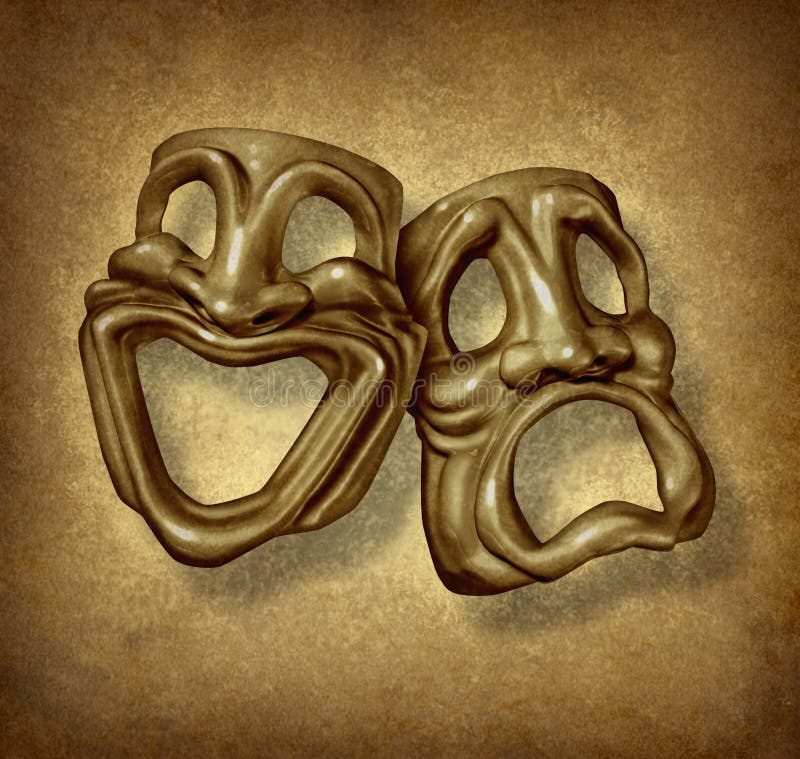 Comedy and Tragedy Vintage Grunge Masks Stock Illustration ...