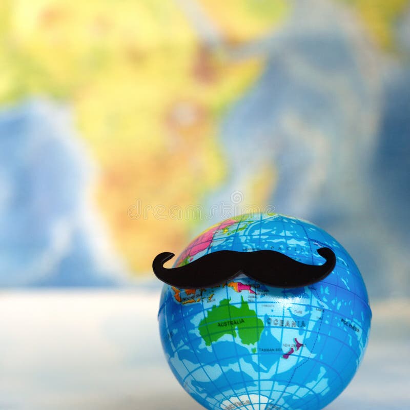 Comemorando O Globo Do Movember Com Um Bigode No Fundo Do Mapa Do Mundo ...