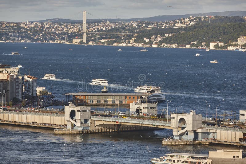 Comercial Maritime Traffic in the Bosphorus Strait. Istanbul Bridges ...