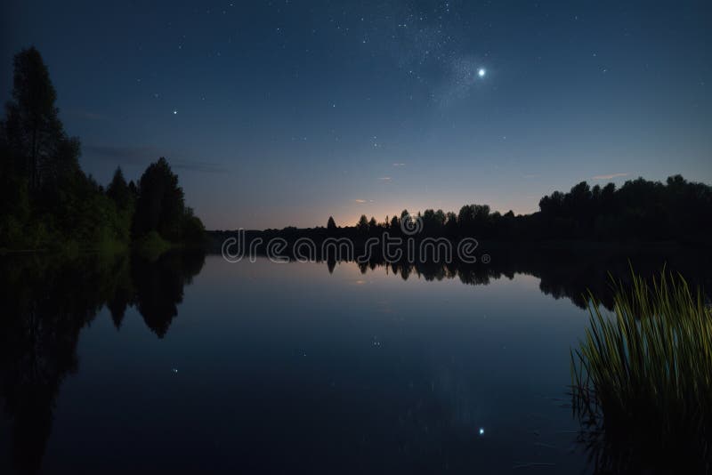 Comet Anf Rising Moon in Night Starry , Concept of Astronomical ...