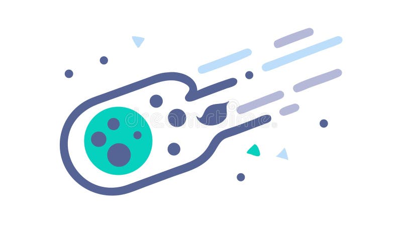 Comet or Asteroid with Blue Trail, Cosmic Speed, Vector Design ...