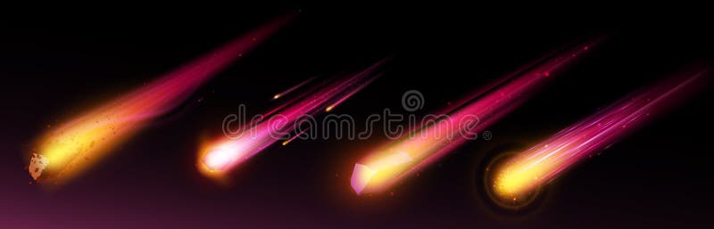 Comet or Asteroid Fire Light Trail in Space Vector Stock Vector ...
