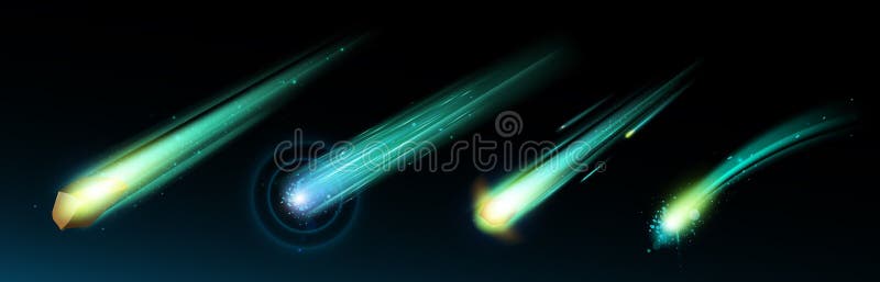 Comet or Asteroid Fire Light Trail in Space Vector Stock Vector ...