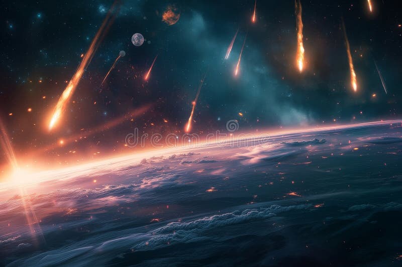 Comet Asteroid and Meteorite Glows, Enters the Earth S Atmosphere Stock ...