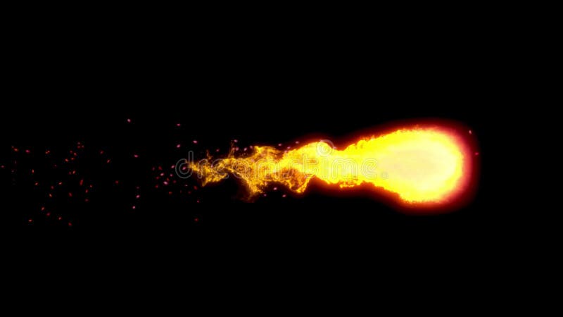 The Comet Burns on a Black Background. Spherical Fire with Tail. Stock ...