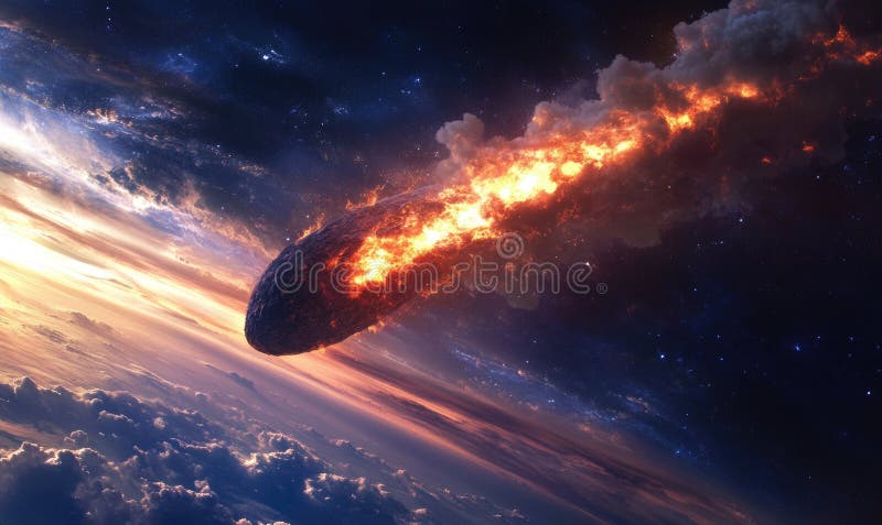 A Comet is Falling from the Sky and is Surrounded by a Cloud of Fire ...