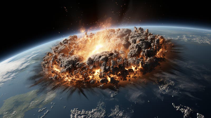 Comet Falling Toward Earth for Massive Destruction Stock Illustration ...