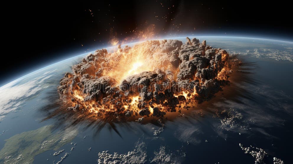 Comet Falling Toward Earth for Massive Destruction Stock Illustration ...