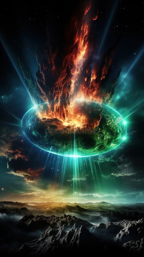 Comet Falling Toward Earth for Massive Destruction Stock Illustration ...