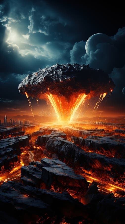 Comet Falling Toward Earth for Massive Destruction Stock Illustration ...