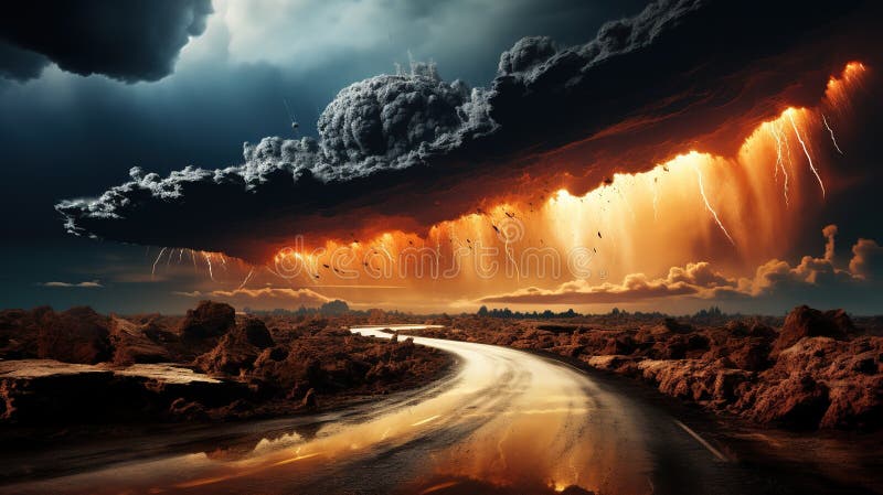 Comet Falling Toward Earth for Massive Destruction Stock Illustration ...