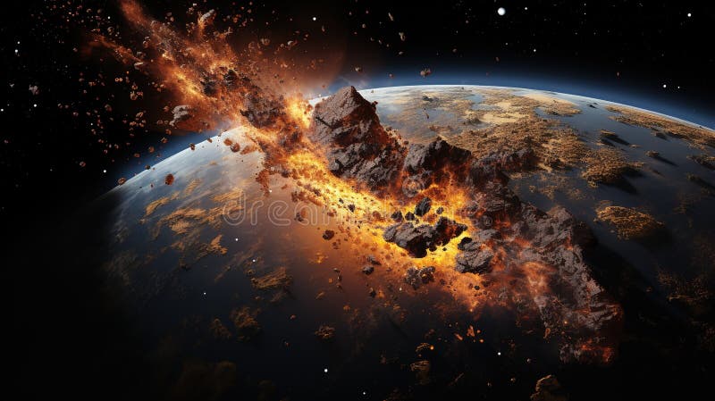 Comet Falling Toward Earth for Massive Destruction Stock Illustration ...