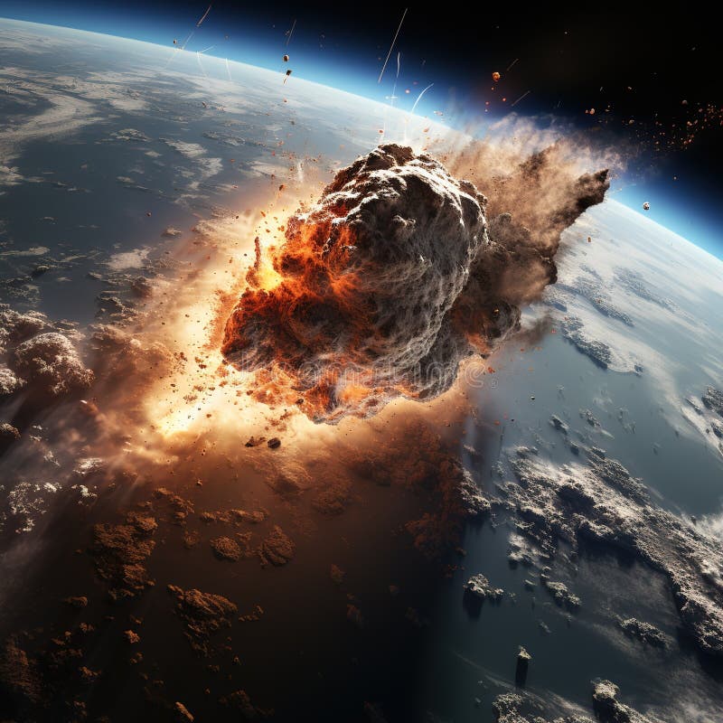 Comet Falling Toward Earth for Massive Destruction Stock Photo - Image ...