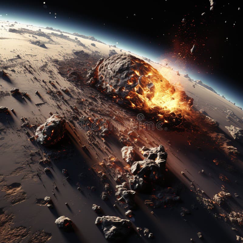 Comet Falling Toward Earth for Massive Destruction Stock Illustration ...