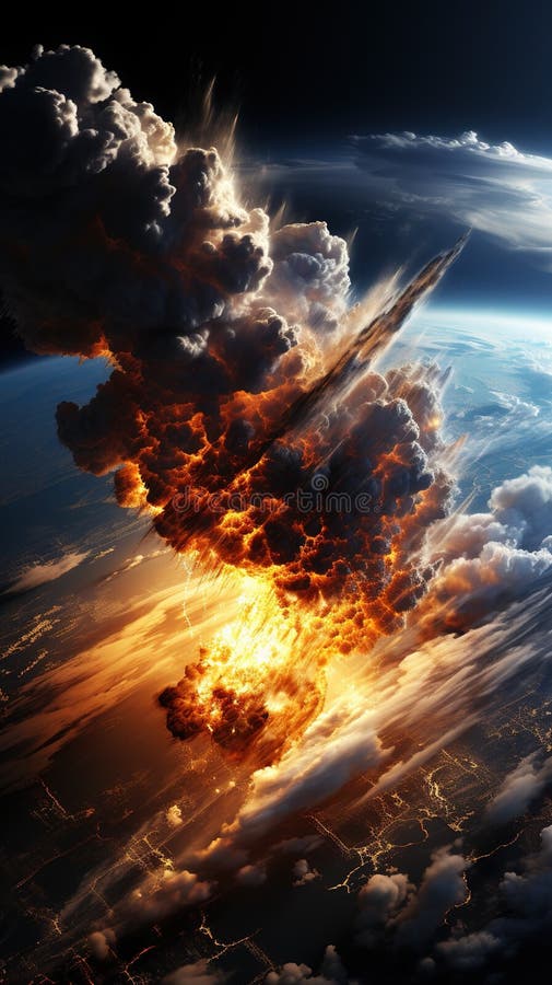 Comet Falling Toward Earth for Massive Destruction Stock Photo - Image ...