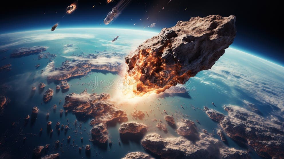 Comet Falling Toward Earth for Massive Destruction Stock Image - Image ...