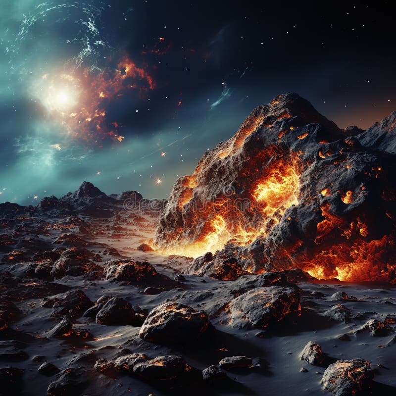 Comet Falling Toward Earth for Massive Destruction Stock Illustration ...