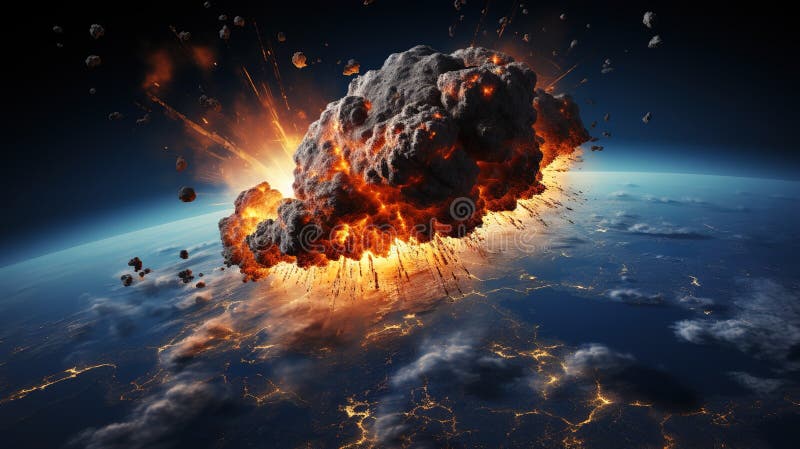 Comet Falling Toward Earth for Massive Destruction Stock Illustration ...