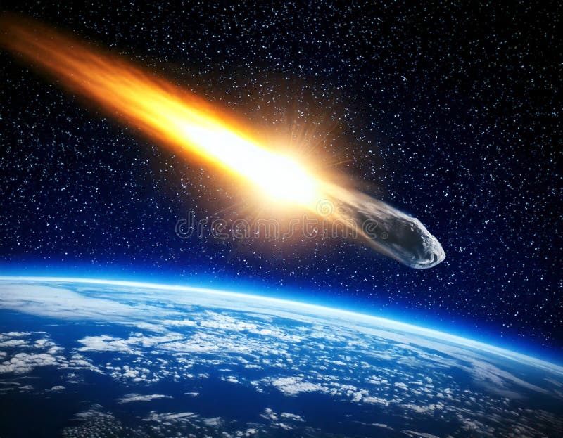 A Comet is Falling Towards the Earth Stock Image - Image of planet ...