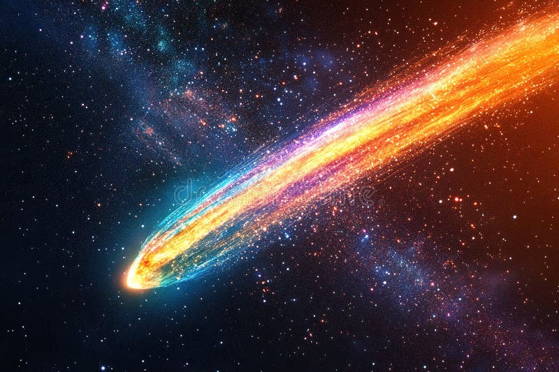 A Comet with a Flaming Tail Rushes through Space at Great Speed ...