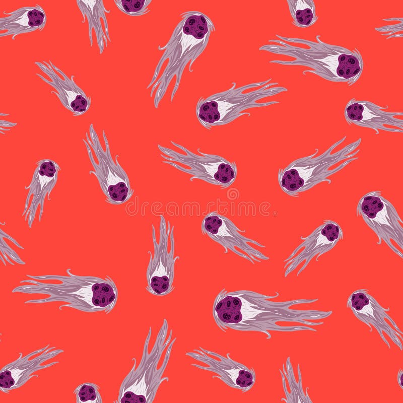 Comet Fly Seamless Pattern. Design Meteorite Rain Stock Vector ...