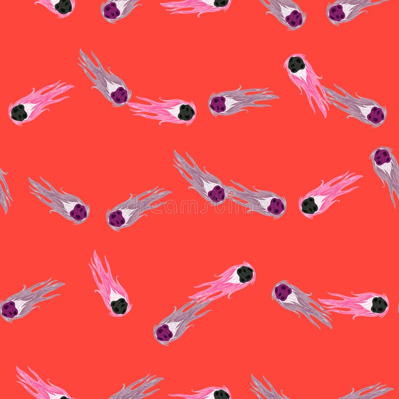 Comet Fly Seamless Pattern. Design Meteorite Rain Stock Vector ...