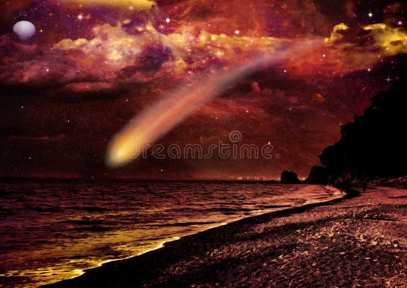 Comet Flying through Space Close To the Earth Stock Photo - Image of ...