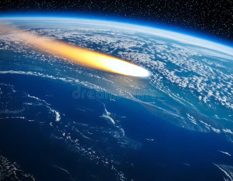A Comet is Flying through Space and is about To Hit the Earth Stock ...