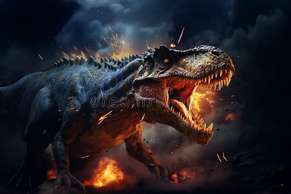 Comet Hitting Earth Causing Extinction of Dinosaur in Their Habitat ...