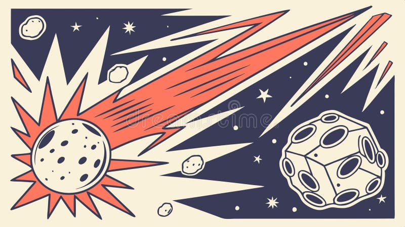 Comet Hitting Planet, Dramatic Vector Art Space Collision Illustration ...
