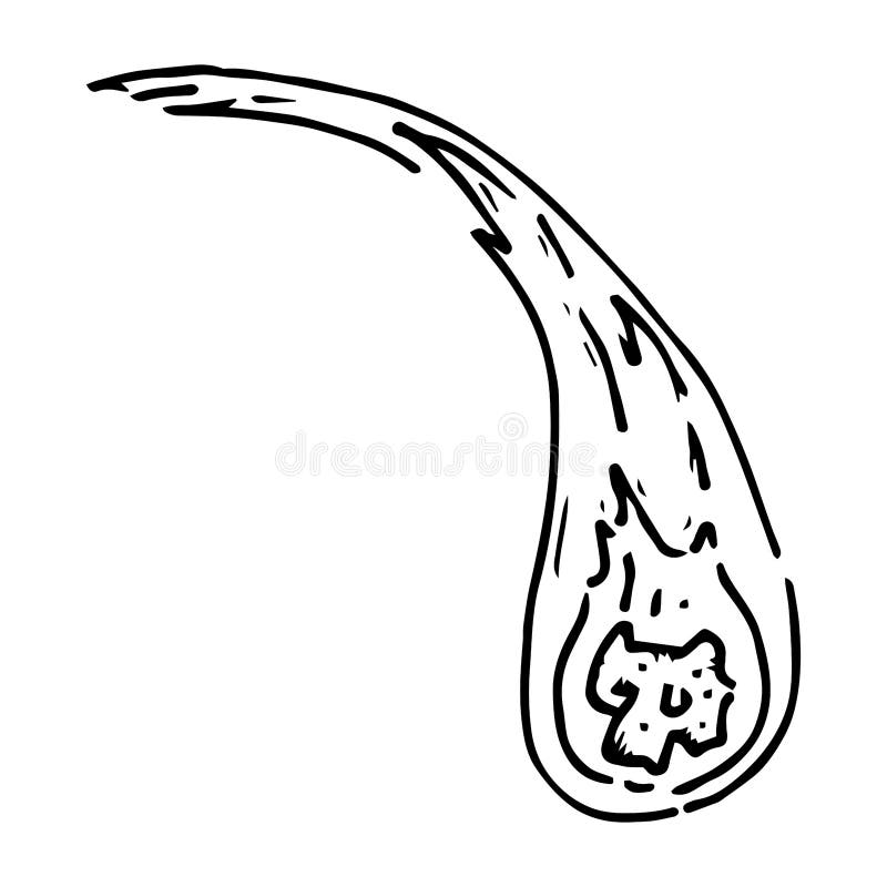 Comet Icon. Vector Illustration of a Flying Comet. Hand Drawn Cartoon ...