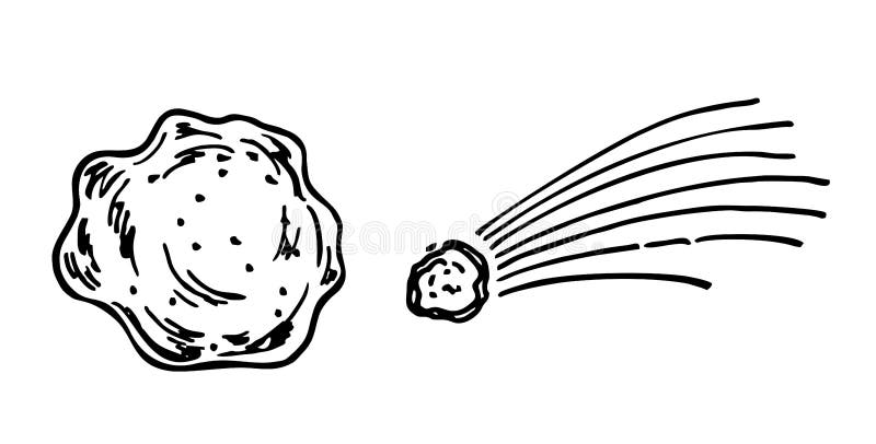 Comet, Meteor, Space Debris. Sketch Vector Illustration. Stock ...